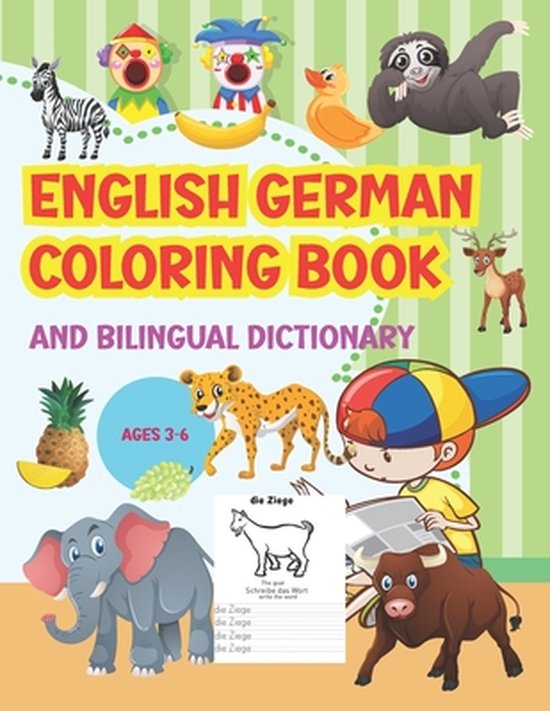 English German Coloring Book: Bilingual dictionary for kids 50 coloring ...