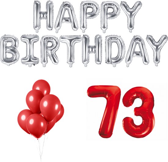 73 jaar Verjaardag Versiering Ballon Pakket Rood & Zilver | bol
