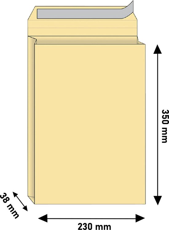 DULA Monsterzak Enveloppen - A4+ - 230 x 350 x 38 mm - Geel - 50 stuks ...