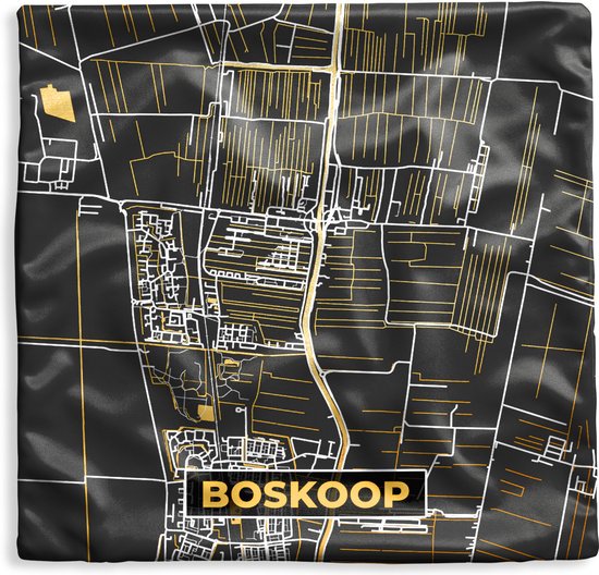 Kussenhoes 40x40 cm - Plattegrond - Goud - Boskoop - Kaart - Stadskaart ...