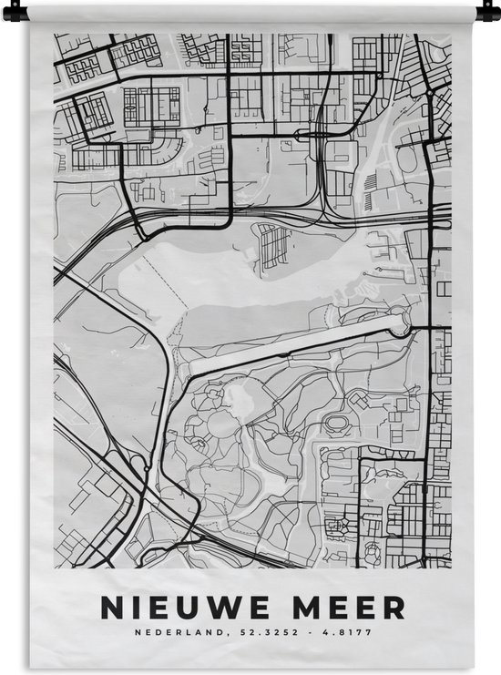 Wandkleed - Wanddoek - Kaart - Nieuwe Meer - Plattegrond - Stadskaart ...