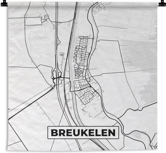 Wandkleed - Wanddoek - Breukelen - Plattegrond - Zwart Wit - Kaart ...