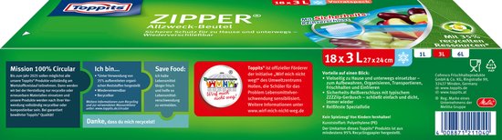 Toppits Vershoudzakken - BoterhamzakjeS 3L XL, 18 stuks | bol