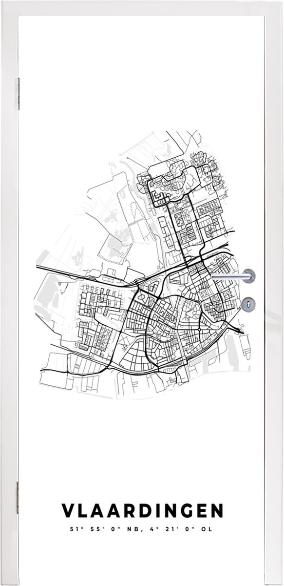 Deursticker Plattegrond – Vlaardingen – Zwart Wit – Stadskaart - Kaart ...