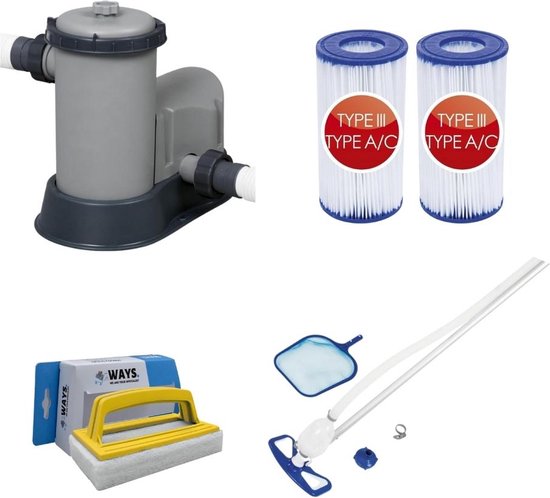 Bestway - Zwembadstofzuiger AquaClean & Filterpomp 5678 L/u & 2 Filters ...