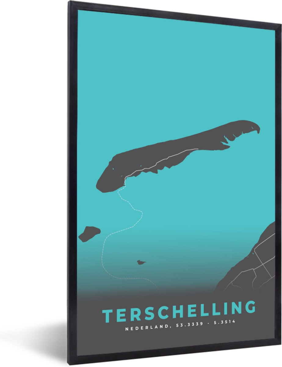 Fotolijst incl. Poster - Terschelling - Stadskaart - Plattegrond - Eiland -... | bol.com