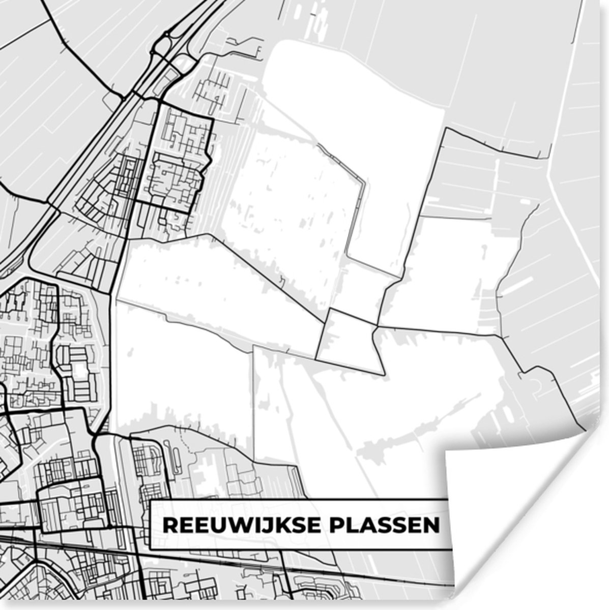 Poster Nederland - Reeuwijkse Plassen - Kaart - Stadskaart ...