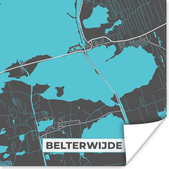 Poster Kaart - Overijssel - Water - Plattegrond - Belterwijde ...