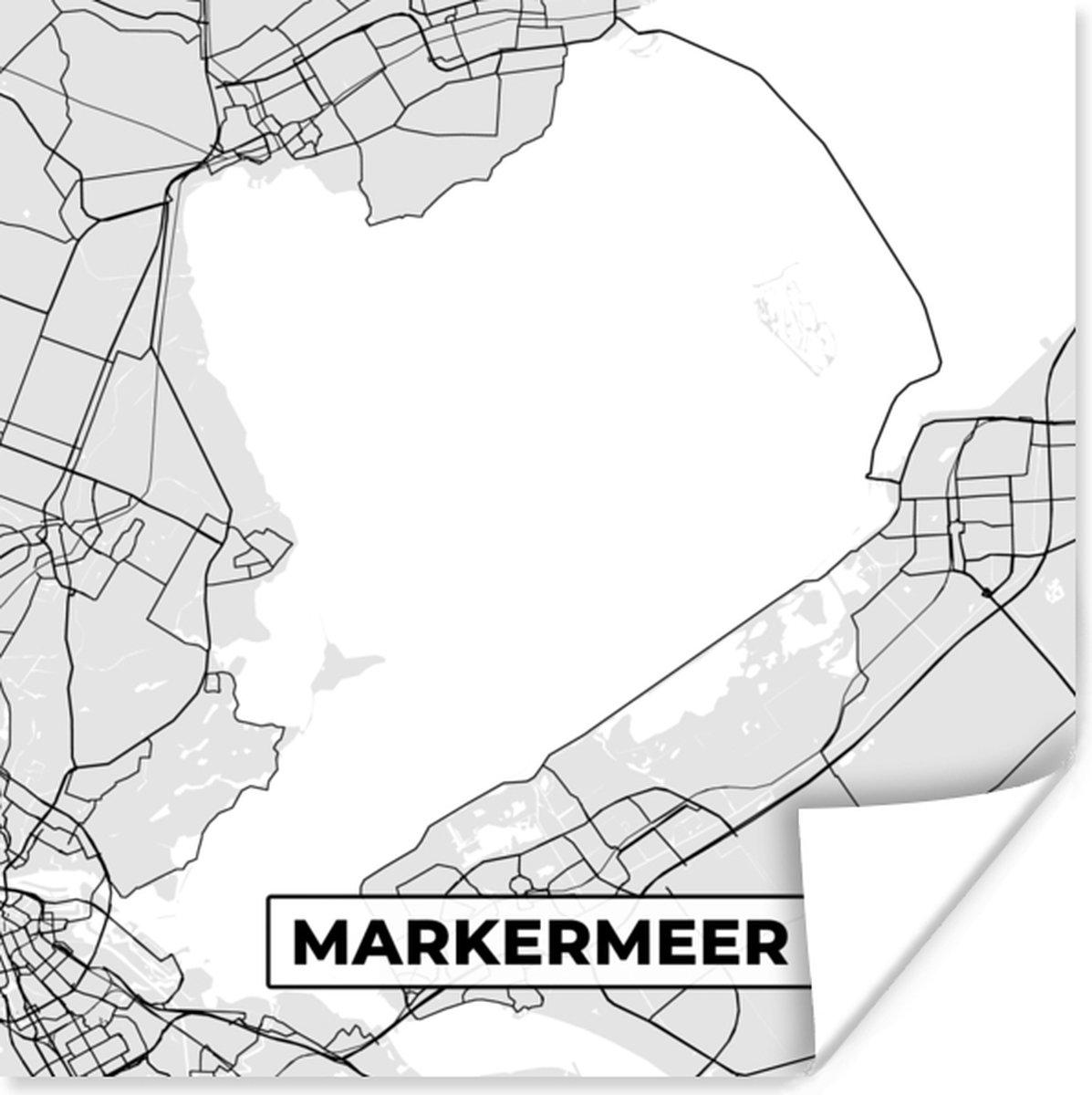 Poster Kaart - Markermeer - Nederland - Plattegrond - Stadskaart ...