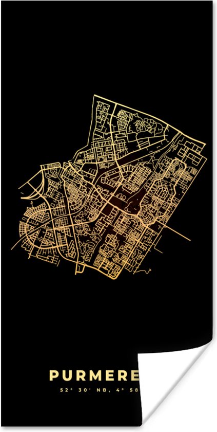 Poster Purmerend - Kaart - Stadskaart - Plattegrond - 40x80 cm | bol