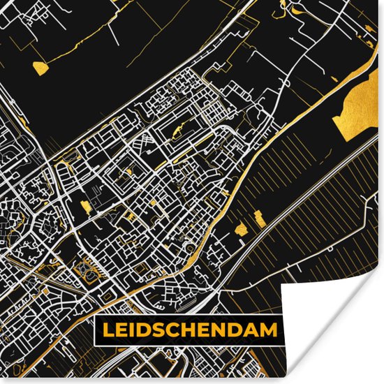 Poster Leidschendam - Black and Gold - Stadskaart - Kaart - Plattegrond ...