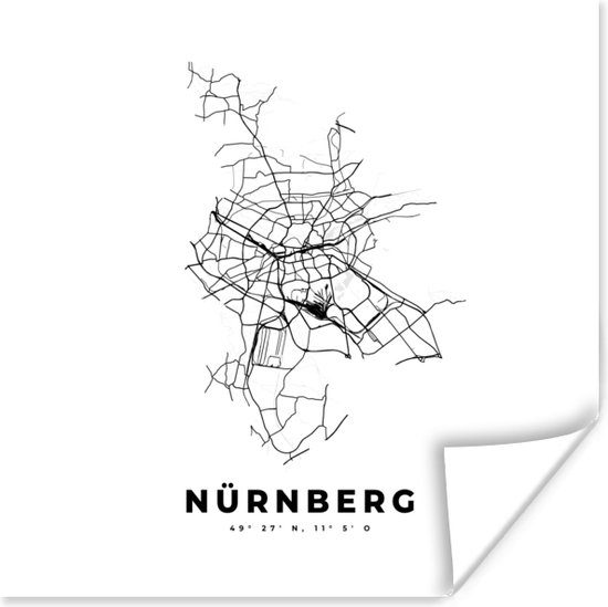 Poster Stadskaart – Plattegrond – Duitsland – Zwart Wit – Nürnberg ...