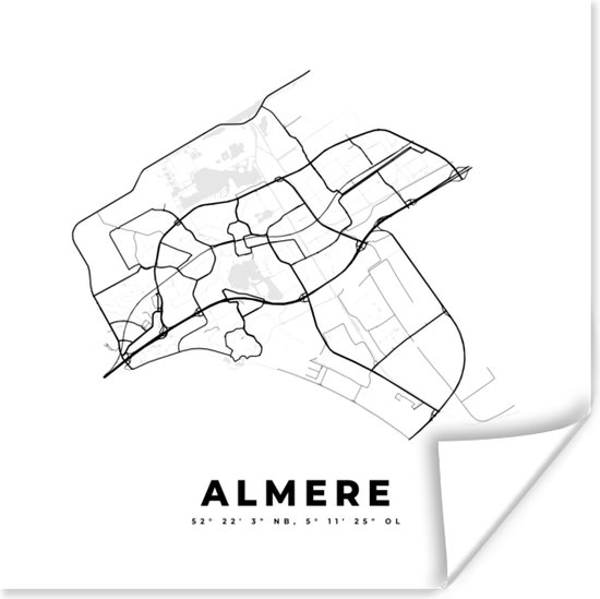 Poster Kaart – Plattegrond – Stadskaart – Almere – Nederland – Zwart ...