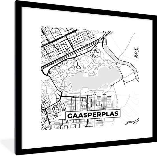 Fotolijst incl. Poster - Kaart - Gaasperplas - Plattegrond - Stadskaart ...