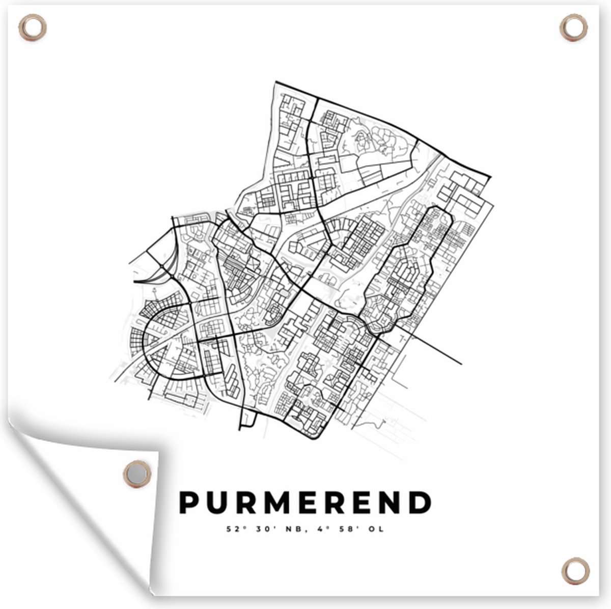 Tuinposters Nederland – Purmerend – Stadskaart – Kaart – Zwart Wit ...