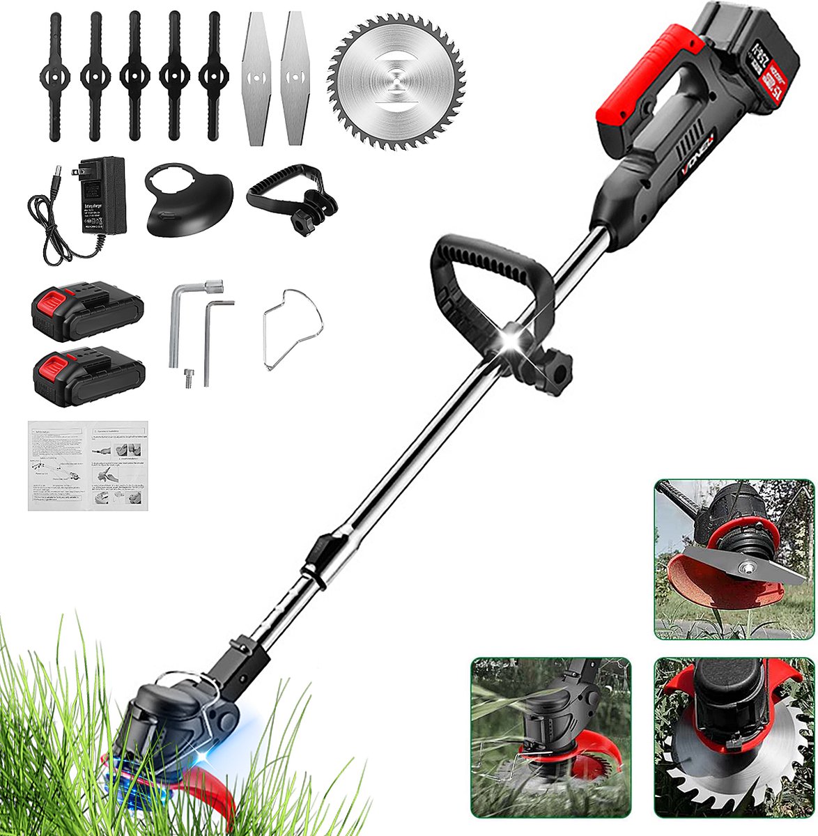 DrillPro Grastrimmer-Oplaadbare Draadloze Elektrisch Grastrimmers-180 ...