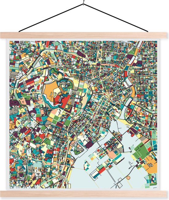 Posterhanger incl. Poster 90x90 cm - Schoolplaat - Plattegrond - Japan ...