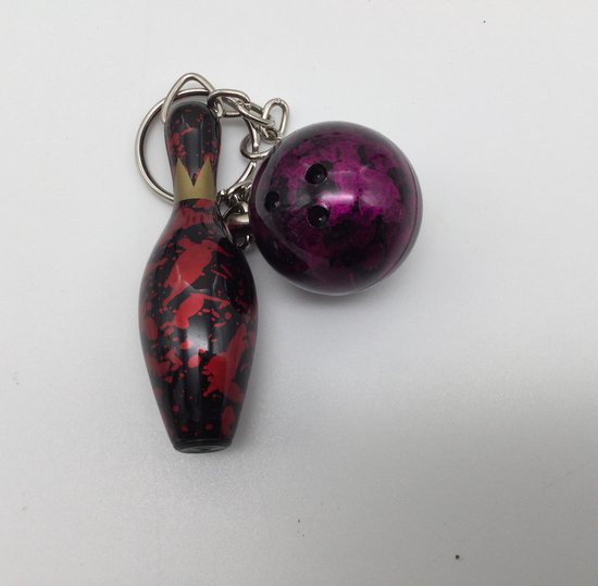 Bowling Bowling sleutelhanger 'Combi pin en bal massief' donker rood en ...