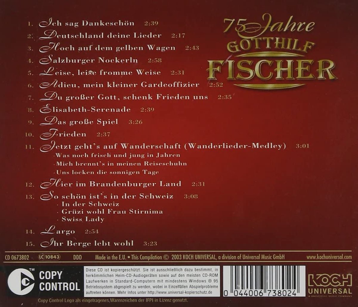 Fischer Chore - 75 Jahre Gotthilf Fisher, Fischer Chore | CD (album ...