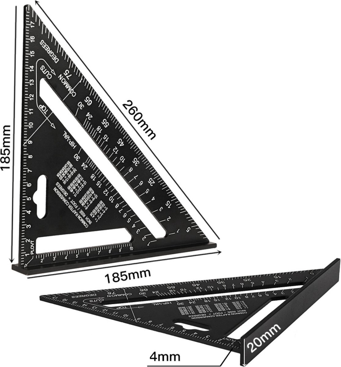 Winkelhaak - Blokhaak - Timmerman Meet Driehoek - 5 in 1 Gradendriehoek ...