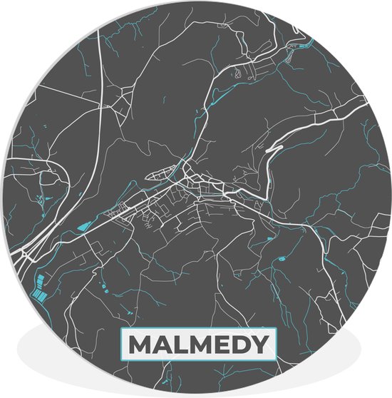 Wall Circle - Wall Circle Indoor - Map - Malmedy - Blauw - City Map - Map - België - ⌀... | bol.com
