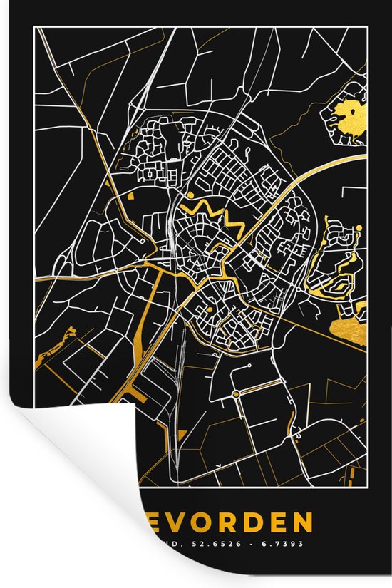 muurstickers-sticker-folie-coevorden-plattegrond-stadskaart