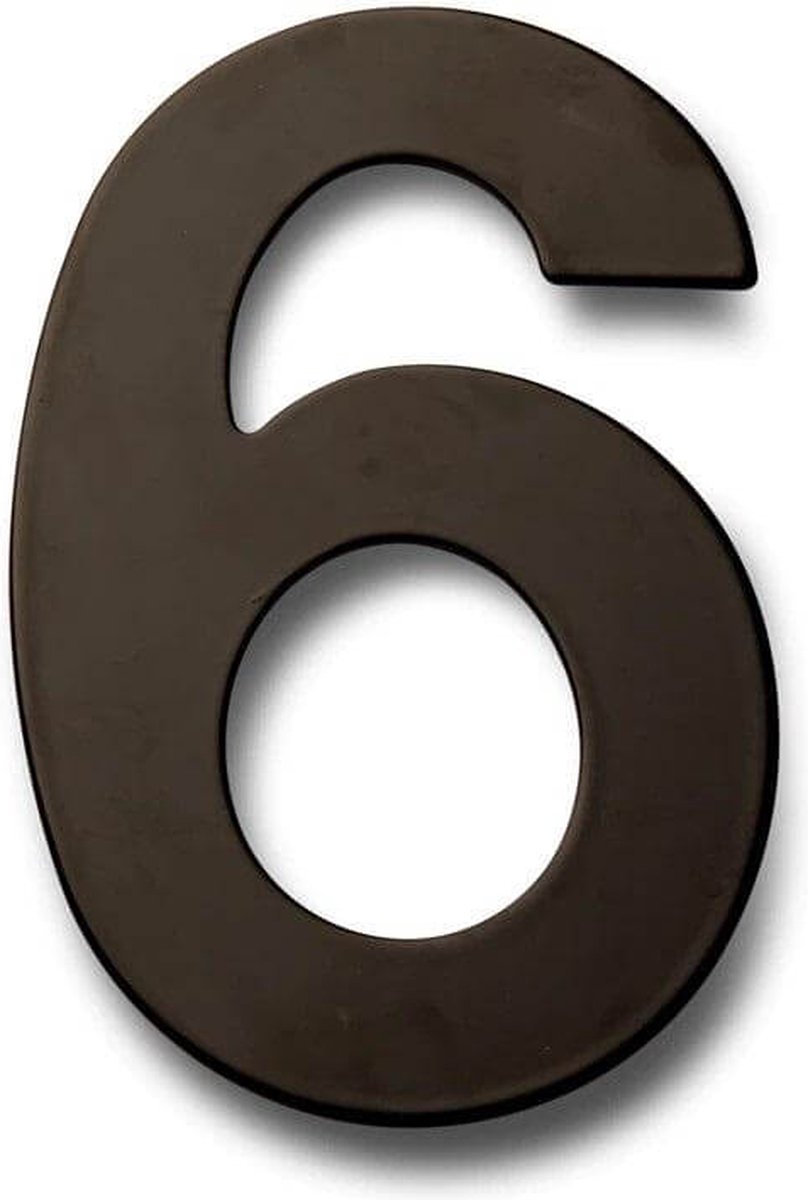 Huisnummer Zwart RVS nr. 6 - 20 cm hoog - Modern RVS Huisnummer - Zwart ...