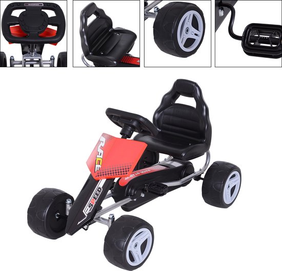 HOMCOM Skelter kindervoertuig trapvoertuig kindertrapauto met pedalen 4 ...