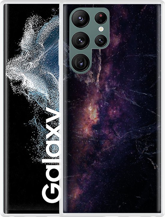 Hoesje geschikt voor Galaxy S22 Ultra Black Space Marble | bol