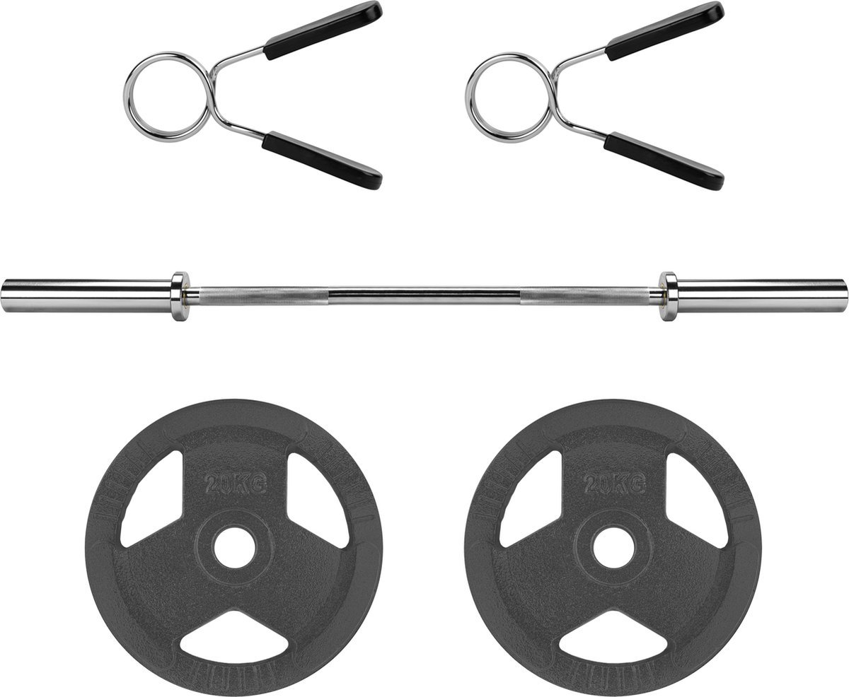 RYZOR Halterset - Olympische halterstang 152 cm met gietijzeren ...