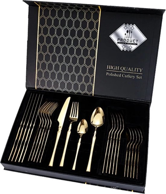 Bestekset - 24-delig Goudkleurig - Voor 6 personen | bol