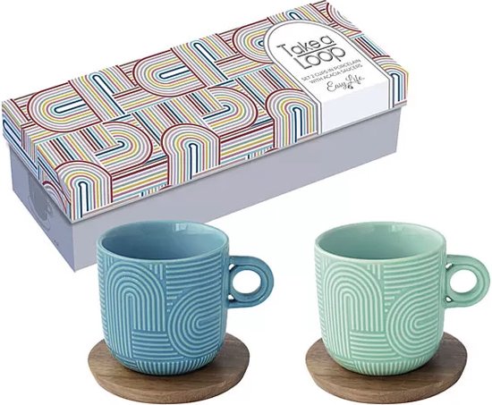 Koffiekopjes set/2 kop 25 cl + schotel acacia TLO1 | bol