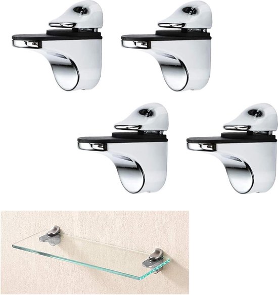 Glasklem, Glas Plankdragers, 4 stuks metalen verstelbare heldere ...