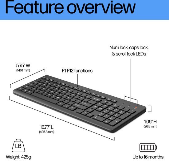 HP 220 Draadloos Toetsenbord QWERTY Zwart | bol