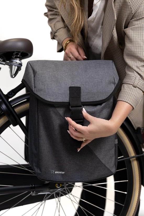 Fietstas voor bagagedrager 3-in-1 met rugzak reflecterend neongroen ...