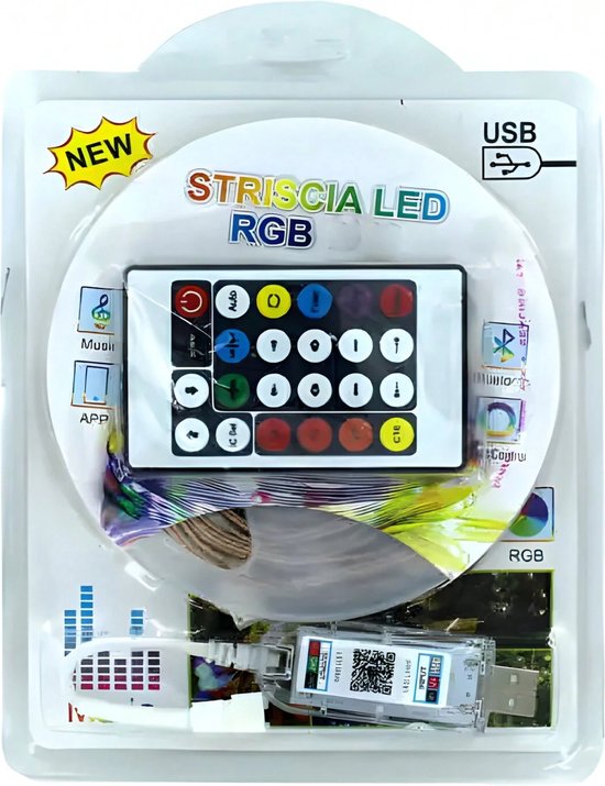 RGB Led Light Strip - 16 Kleuren - 10 M USB en Bluetooth-verbinding met ...