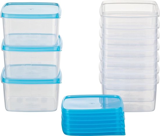 Freezer box square 11x11x6.3cm 0.5L (10 pieces) light blue - Small ...