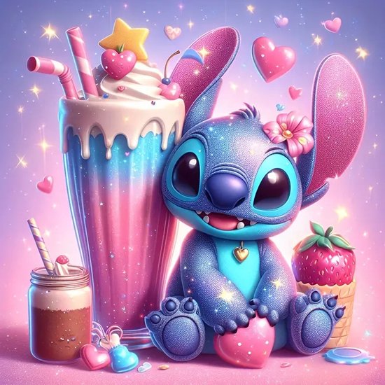 Diamond Painting - Stitch - Milkshake - ijs - Hartjes - Volledig ...