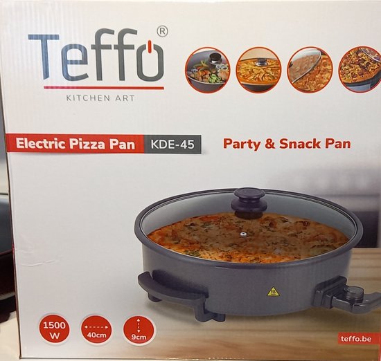 Teffo pizza pan - elektrisch - hapjespan - 1500 W - 40 cm - 9 cm hoog | bol