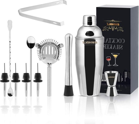Cocktail Shaker Kit inclusief Recepten (e-Book) in elegante geschenkdoos - GWHOLE | bol