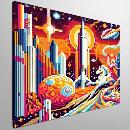 Pixel art relief schilderij | Gedetailleerd reliëf gevormd door pixels ...