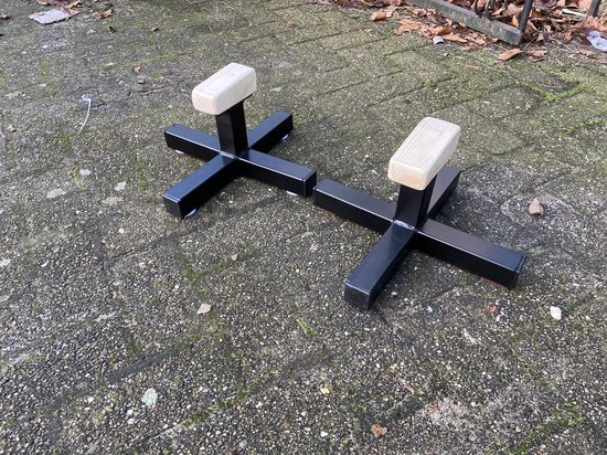 Acro turn handstand paaltjes LAAG set van 2 staal/hout zwart | bol