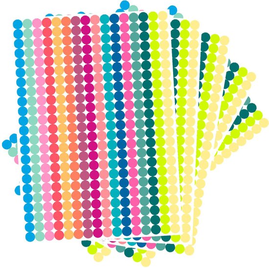 Stippen Stickers Gekleurd - 16 kleuren - 5 Stickervellen - Label ...