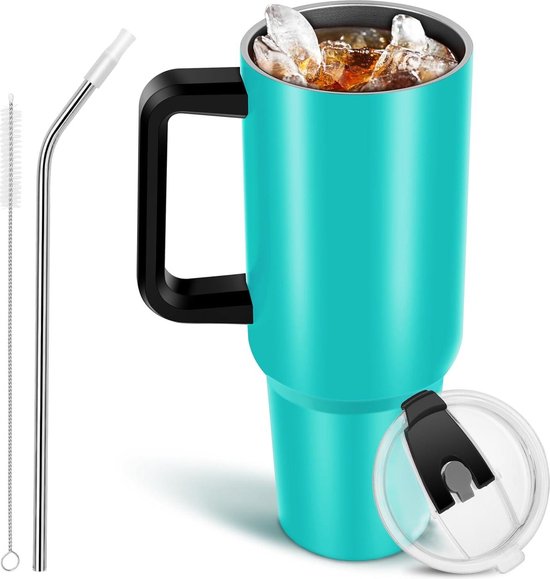 FOYOCER 44 oz Tumbler met handvat en stro - vacuüm geïsoleerde beker ...