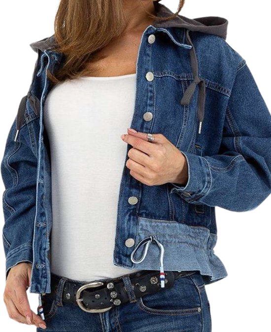 Dilena fashion denim-spijker-jeans jacket casuel-kapuchon-zakken | bol