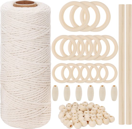Kurtzy Macramé Koord Beginners Kit – 100 m x 3 mm Katoen Touw met ...