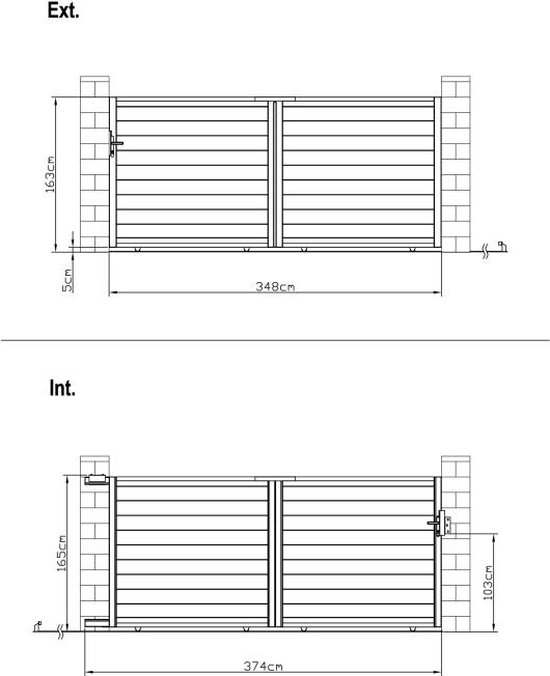 EXPERTLAND Gemotoriseerde schuifpoort van aluminium antraciet - L374 x ...