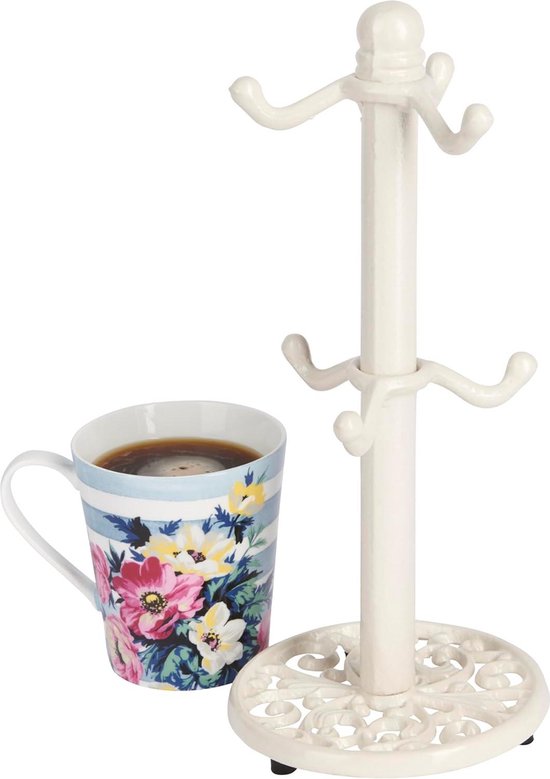 Gietijzeren Mokkenhouder voor 6 Mokken - Wit - Keukenorganizer - 30 x ...