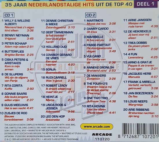Nederlandstalige Top 40 Hits - 35 Jaar - Deel 1 - 2-cd met 40 tracks | bol