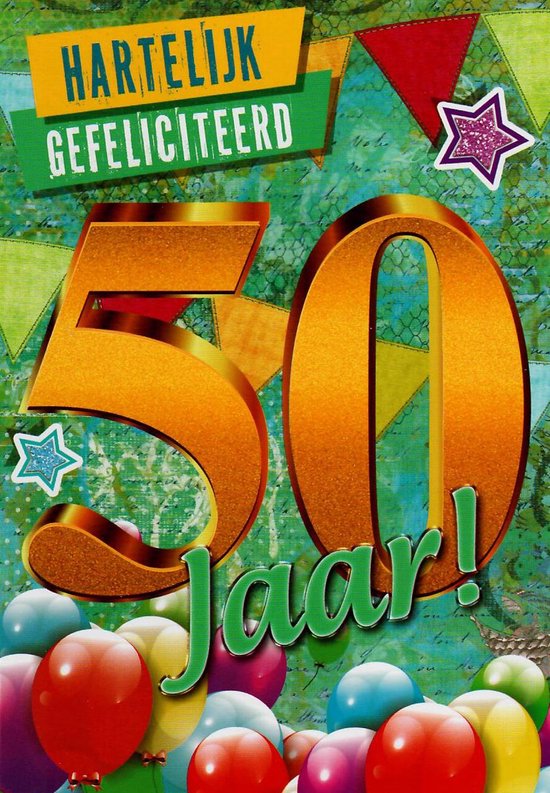 Wenskaart | 10 stuks | Hartelijk gefeliciteerd 50 jaar! | bol